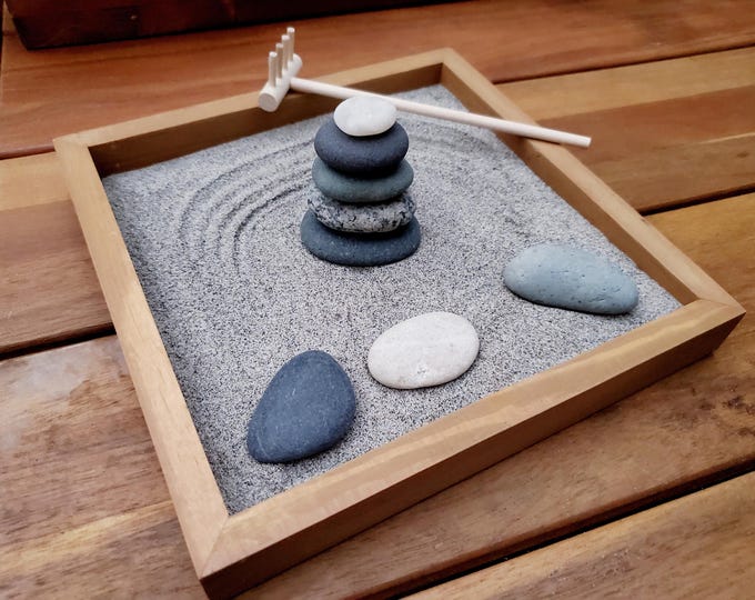 Desk Zen Meditation Garden Sand Garden With Cairn & Rake Calming Zen ...