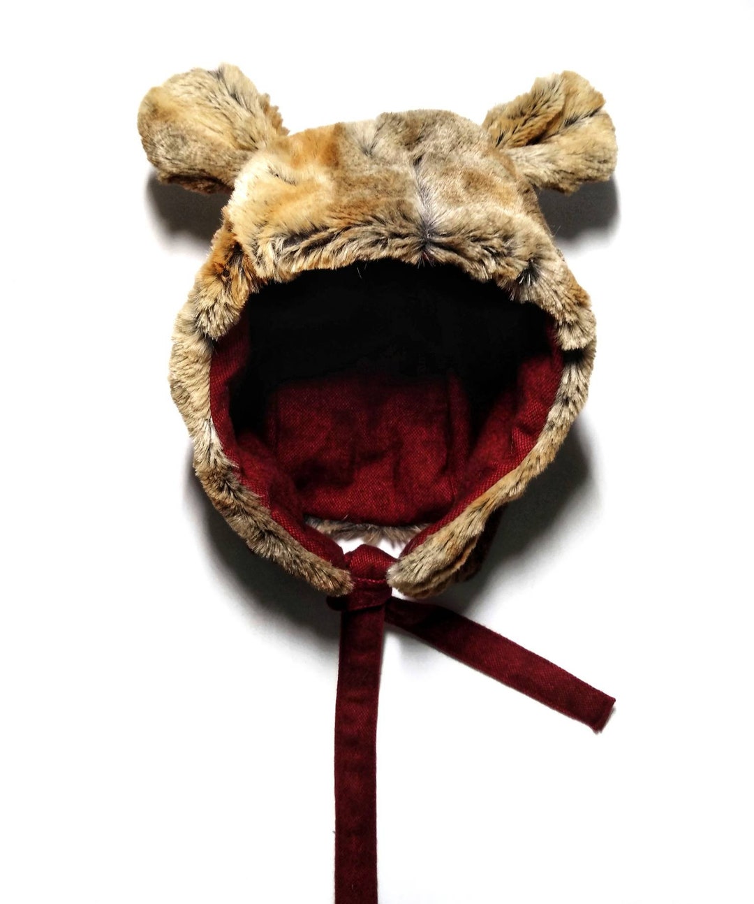 Faux Fur Bear Bonnet, Minky Bear Hat, Baby Bonnet, Baby Fur Hat, Animal ...