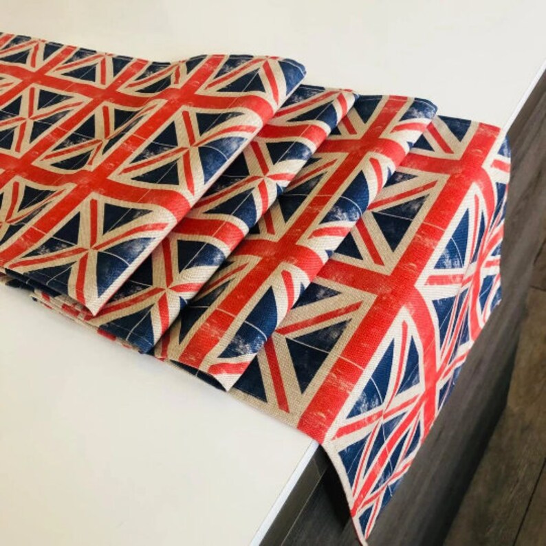 Linen Union Jack Kings Coronation Fabric Table Runner 200cm - Etsy