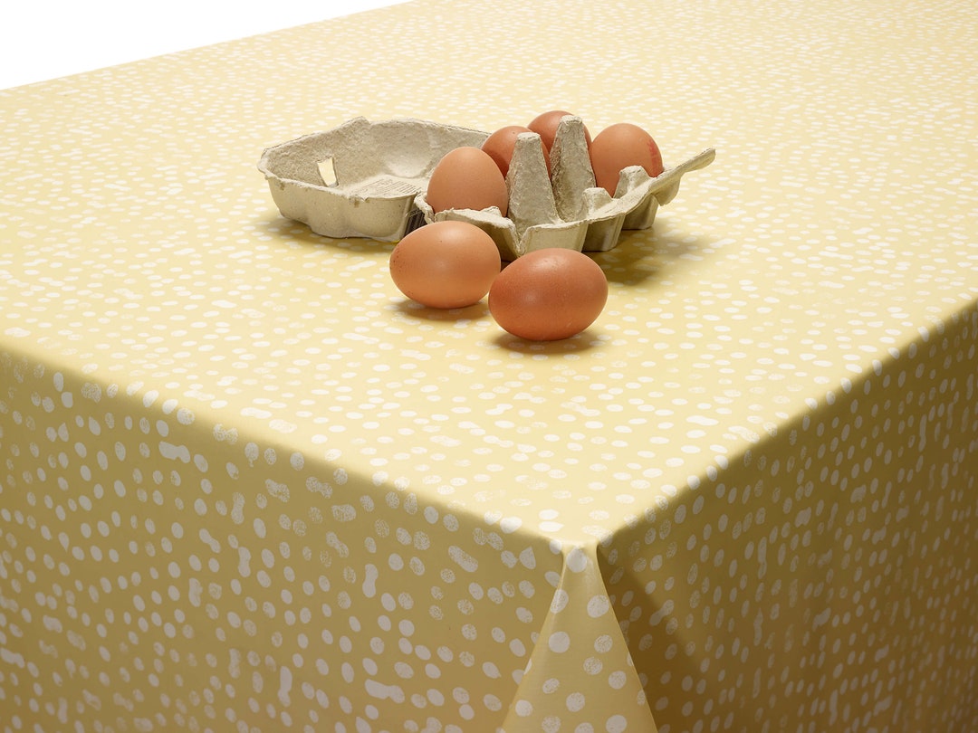 Yellow Random Spots Small Polka Dot PVC Vinyl Wipe Clean Tablecloth ...