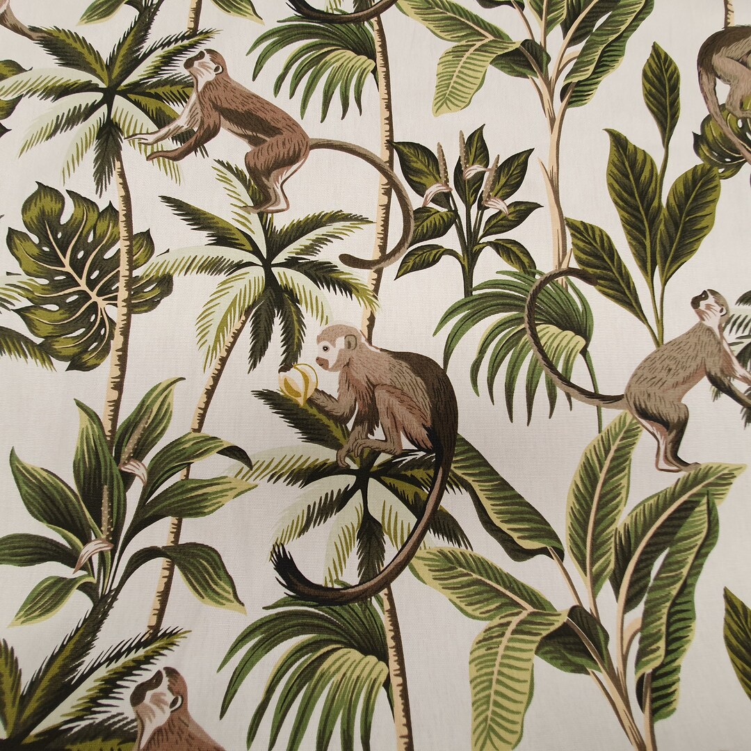 100% Cotton Fabric - Monkey Fabric - Natural - Great for Face Masks ...