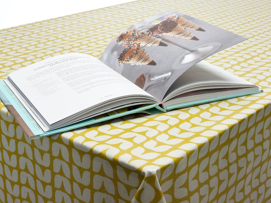 Oilcloth Wipe Clean Tablecloth Fabric Retro Ochre Yellow - Etsy