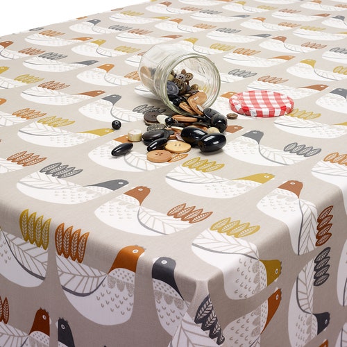 Oilcloth Wipe Clean Tablecloth Fabric Duck Egg Taupe and - Etsy