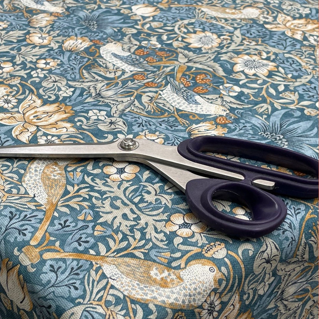 William Morris Strawberry Thief in Denim Blue Matte Finish Oilcloth ...