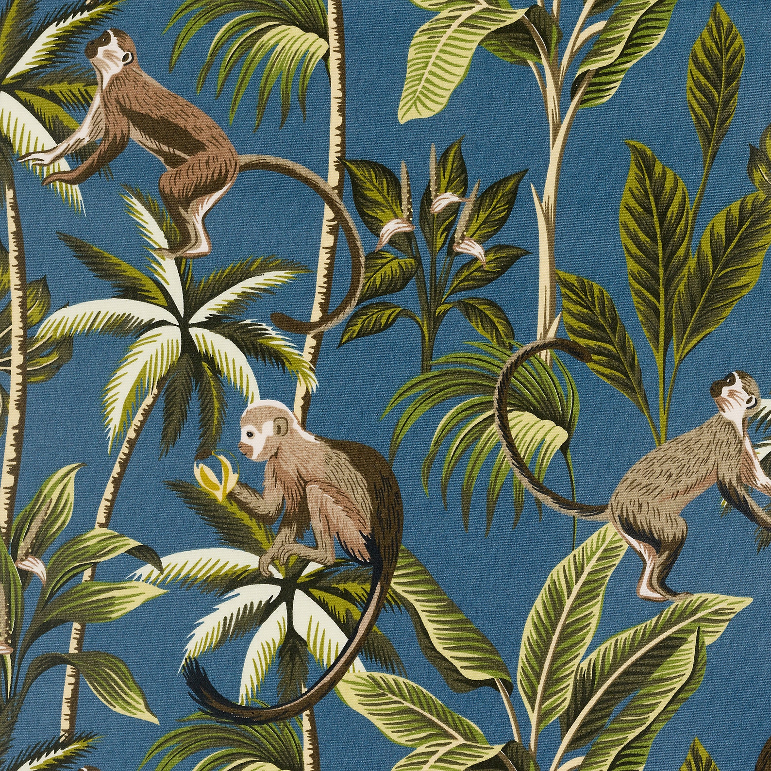 Oilcloth Wipe Clean Tablecloth Fabric - Teal/duck Egg Tropical Monkeys ...
