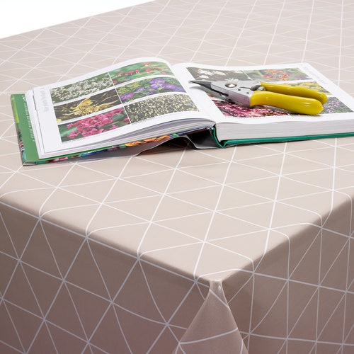 PVC Vinyl Wipe Clean Tablecloth Grey Geometric Triangles - Etsy
