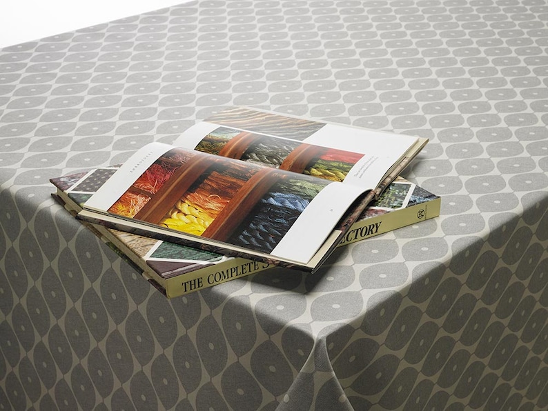 PVC Vinyl Wipe Clean Tablecloth - Grey Geometric Ovals - Round ...