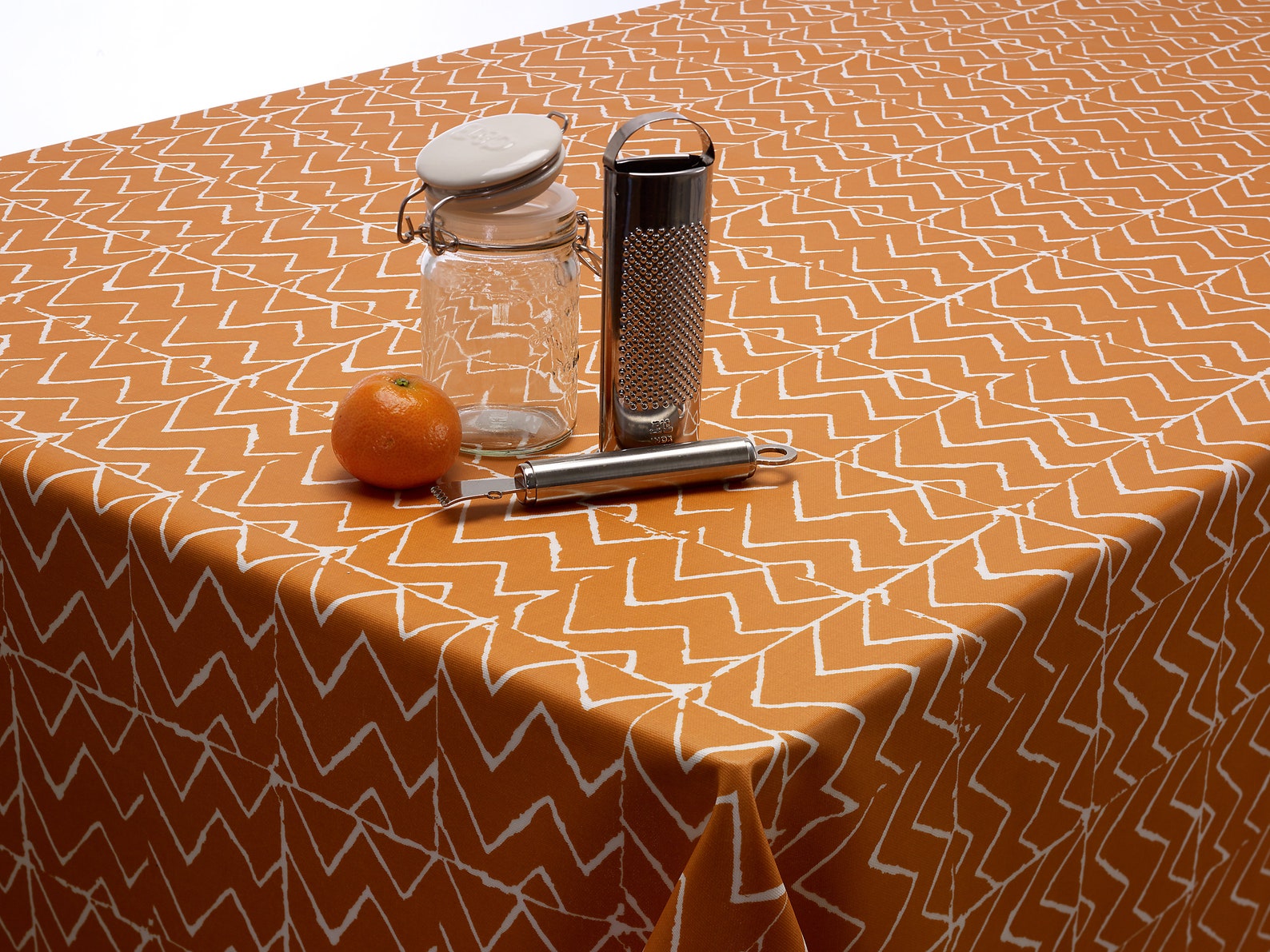Oilcloth Wipe Clean Tablecloth Fabric Burnt Orange Geometric - Etsy