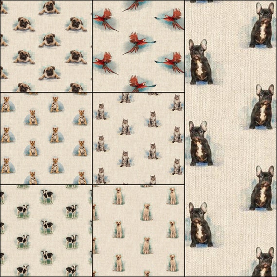 Cotton Rich Linen Look Animal Fabric All Over Digitally - Etsy
