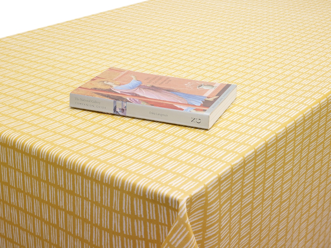 Oilcloth Wipe Clean Tablecloth Fabric - Ditto Ochre Yellow Scandinavian ...