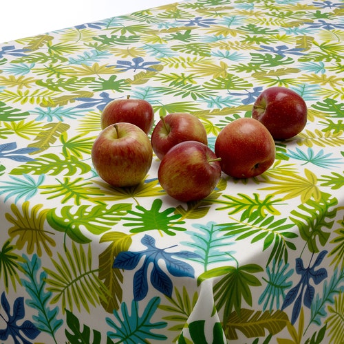 Oilcloth Wipe Clean Tablecloth Fabric Duck Egg Blue Map / - Etsy