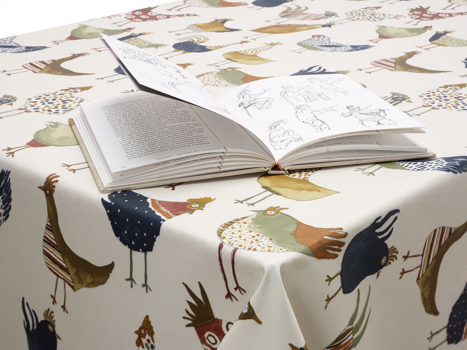 Oilcloth Wipe Clean Tablecloth Fabric - Harriet Hens / Chicken Design ...