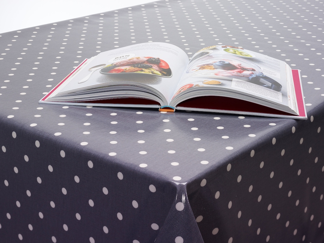 Oilcloth Wipe Clean Tablecloth Fabric Dotty Smoke Grey & - Etsy.de