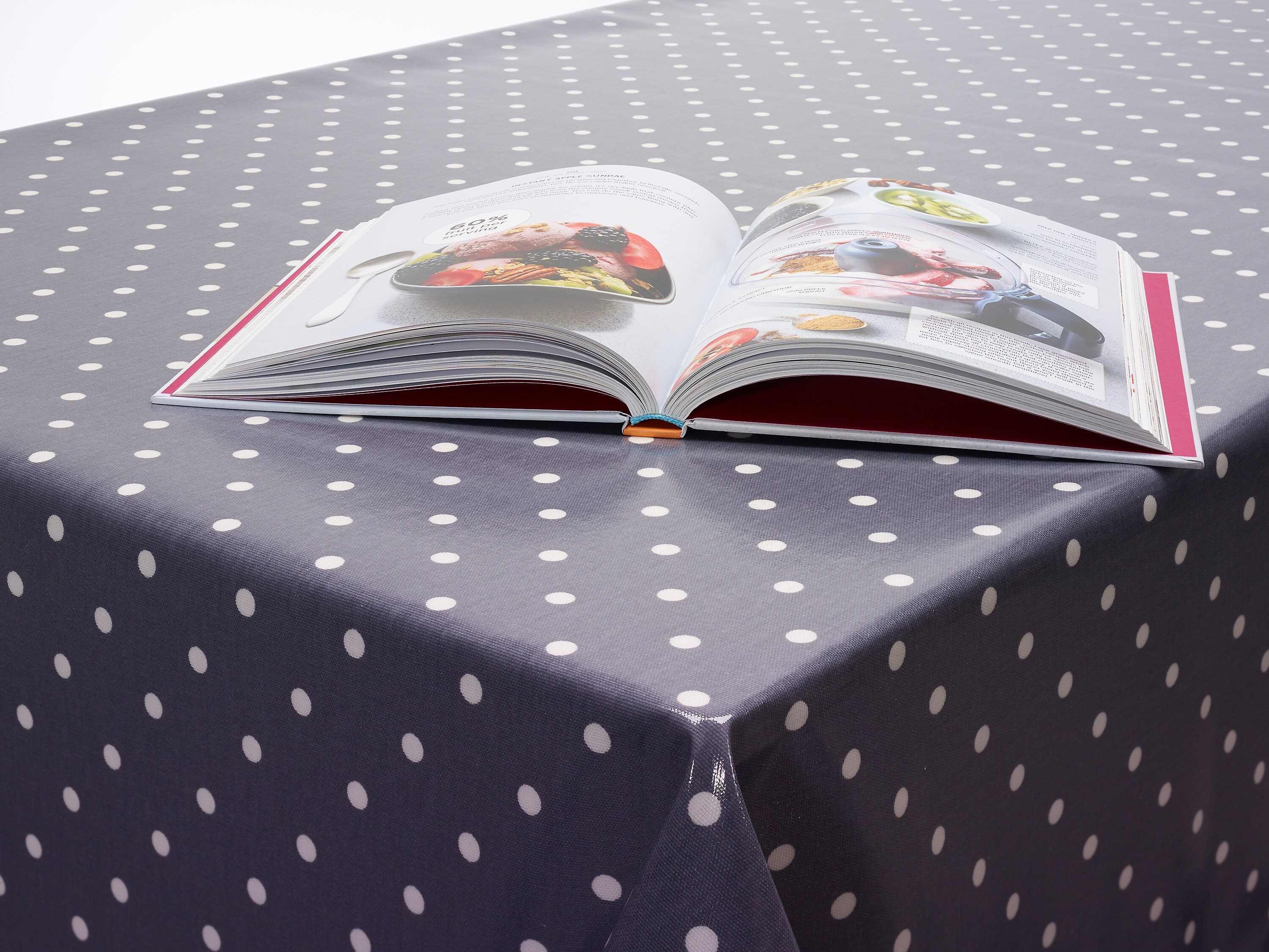 Oilcloth Wipe Clean Tablecloth Fabric Dotty Smoke Grey & | Etsy