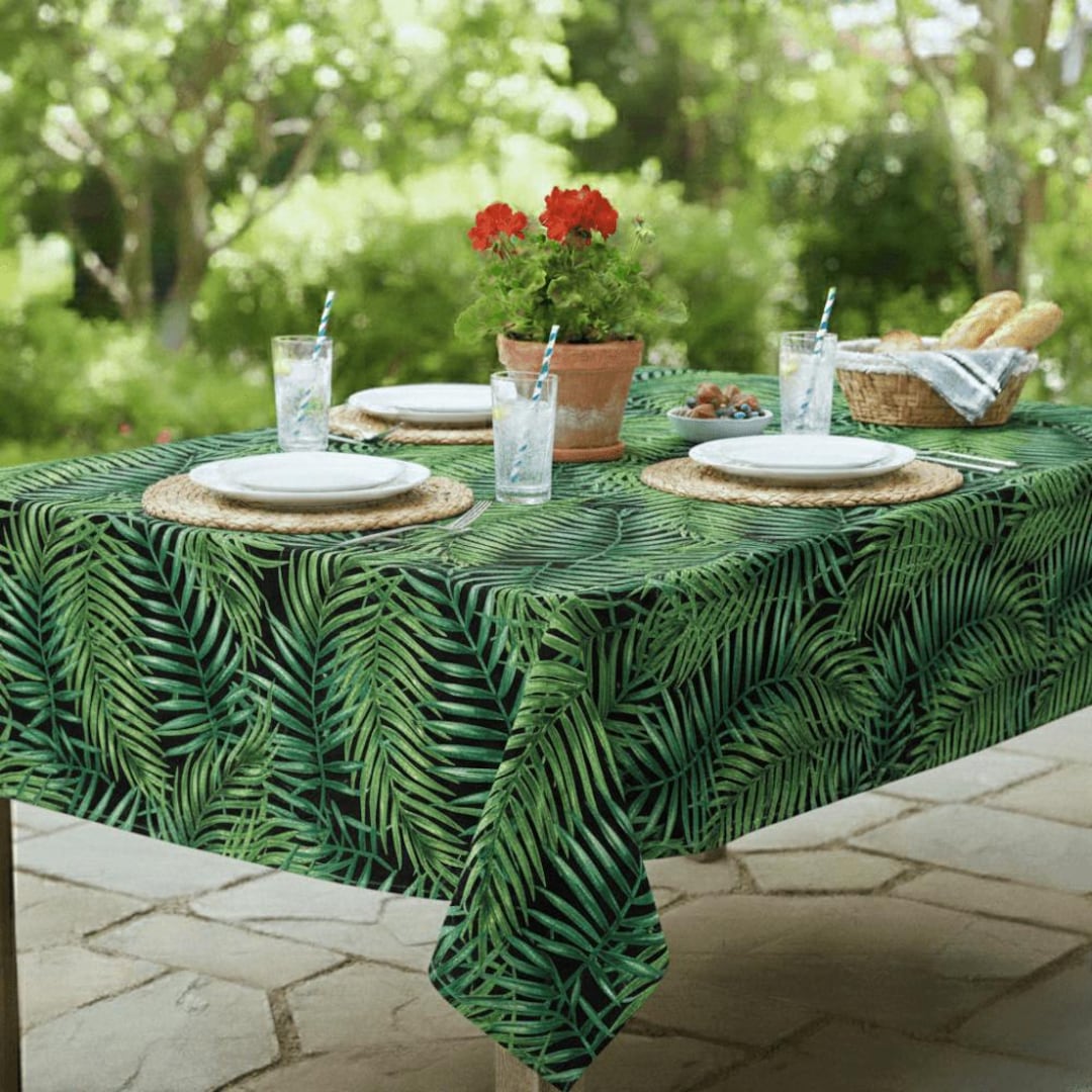 Outdoor Water Repellent Fabric Tablecloth-chartwell Ebony Black Outdoor ...