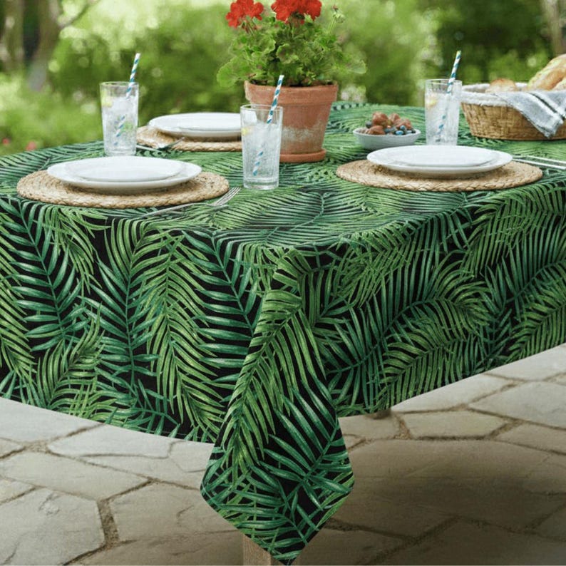 Outdoor Water Repellent Fabric Tablecloth-chartwell Ebony Black Outdoor ...