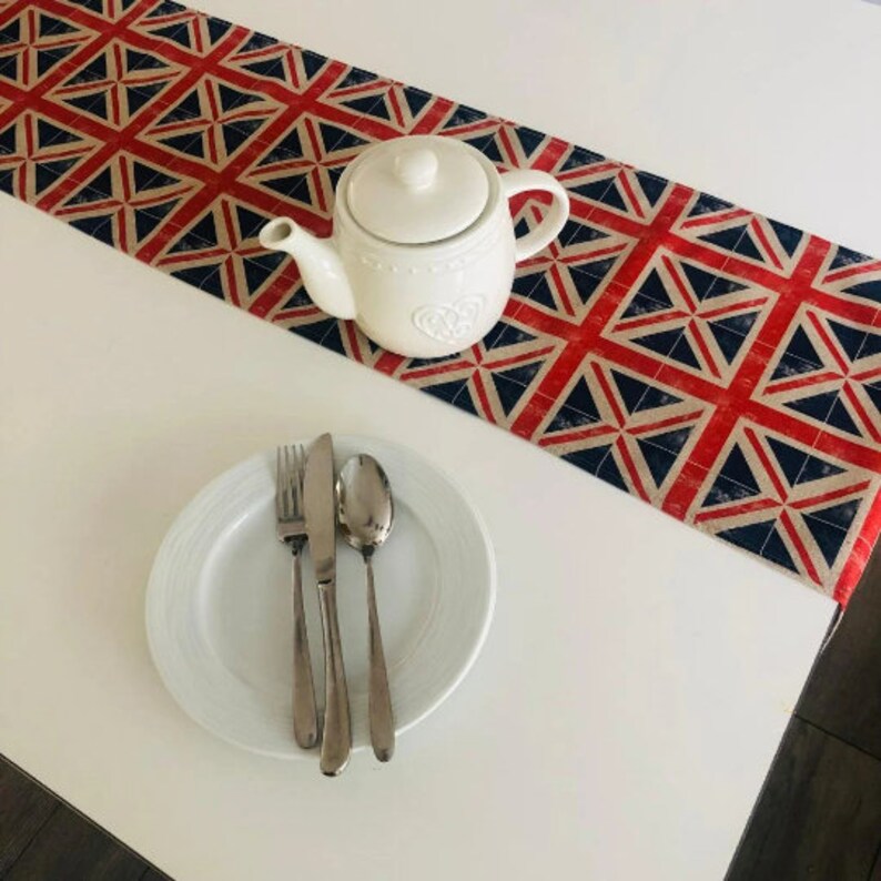 Linen Union Jack Kings Coronation Fabric Table Runner 200cm - Etsy