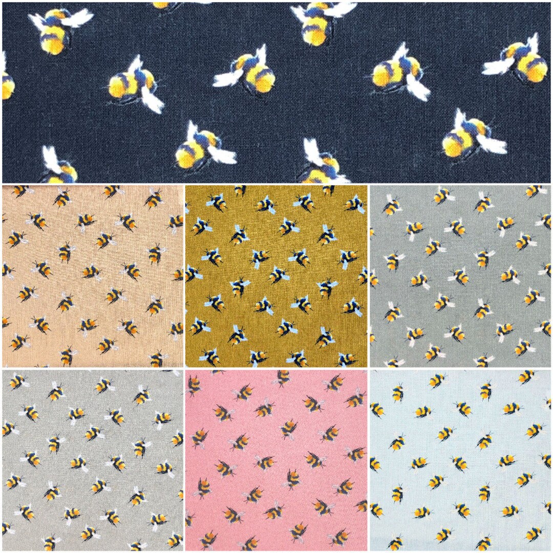 100% Cotton Bumble Bees Fabric-perfect for Facemaks Crafting Bagmaking ...