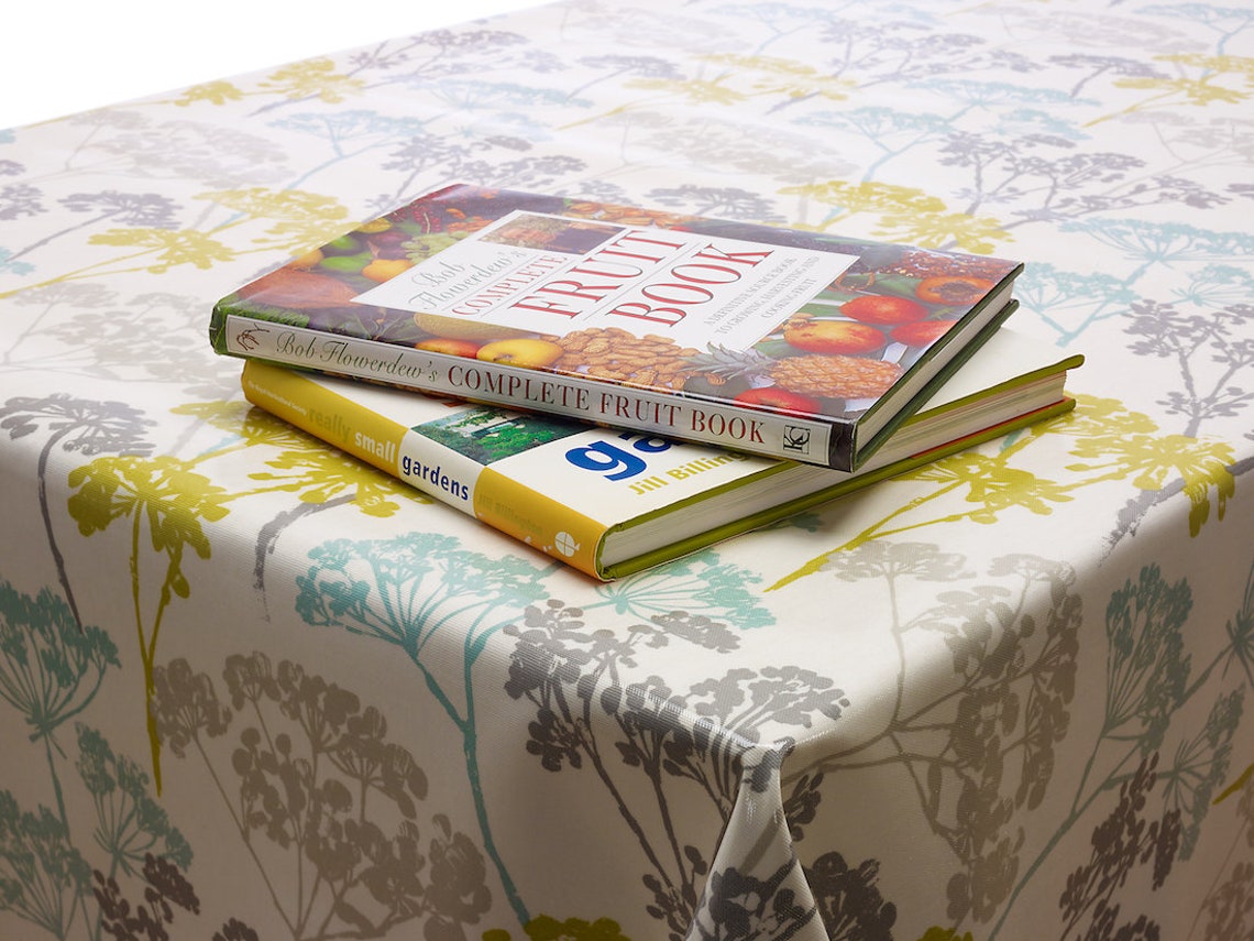 Oilcloth Wipe Clean Tablecloth Fabric Duck Egg Taupe and - Etsy