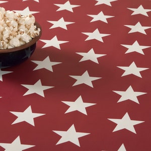 PVC Vinyl Wipe Clean Tablecloth Red and White Large Star Round ...