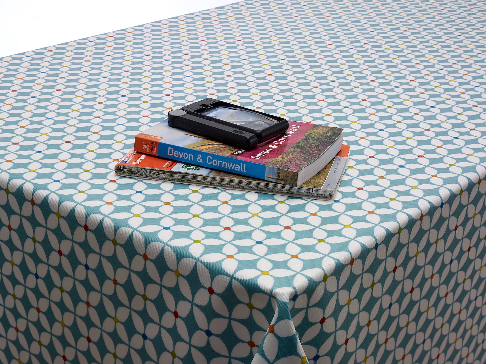 Oilcloth Wipe Clean Tablecloth Fabric - Duck Egg Scandinavian ...