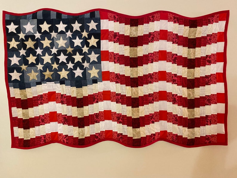 Waving American Flag Wall Hanging Quilted Bargello Flag - Etsy