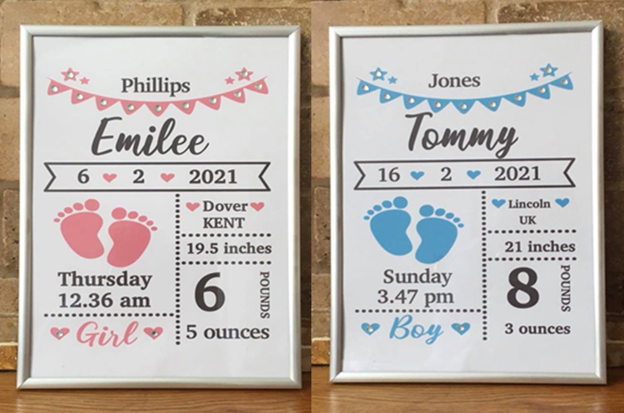 Personalised Baby Birth A4 Frame Choose Design Made To Order | Etsy