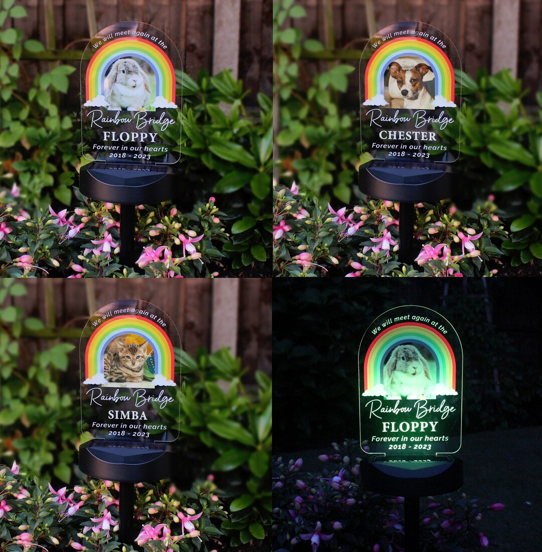 Personalised Rainbow Bridge Pet Memorial Outdoor Solar Light - Etsy