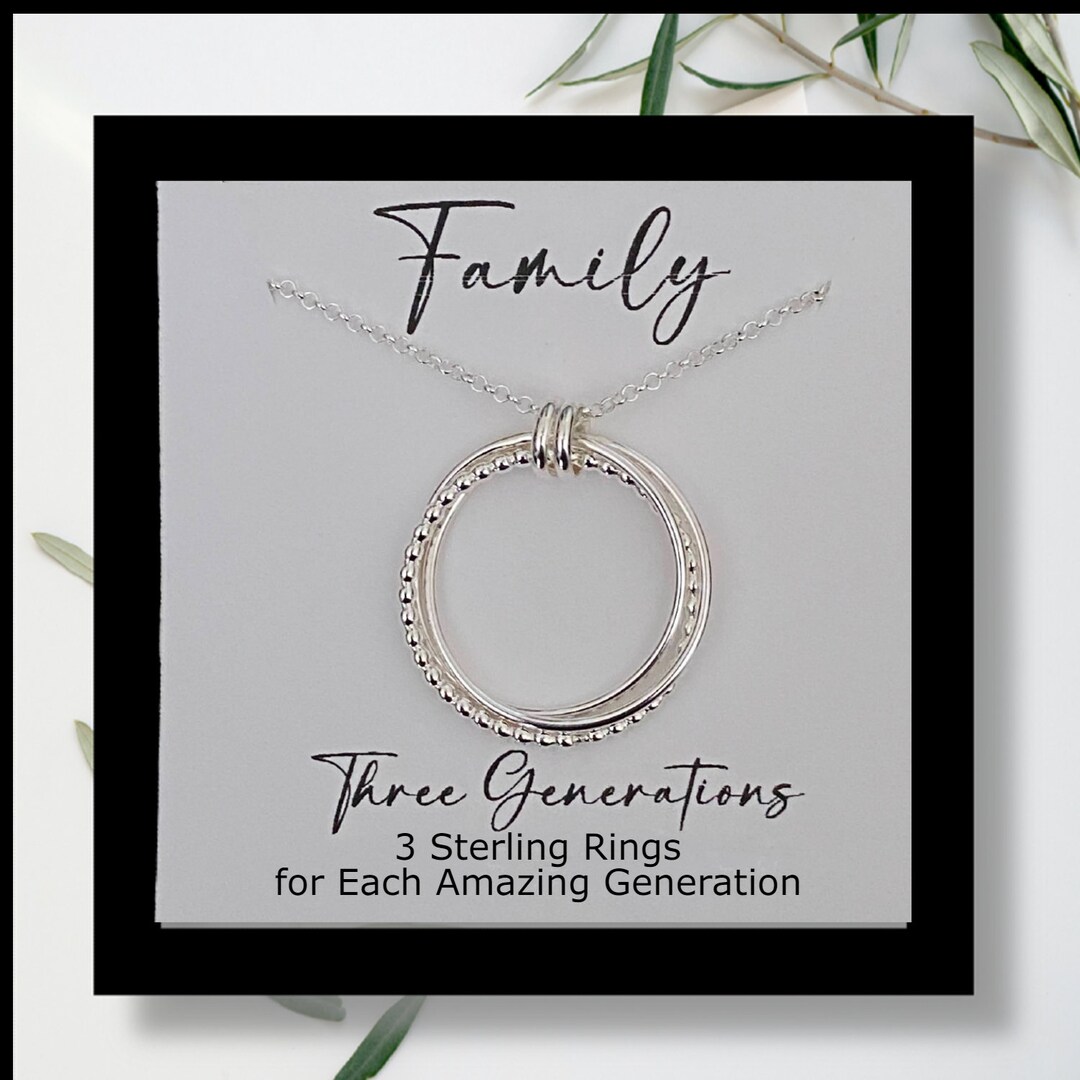 Three Generation Sterling Silver Necklace: Interlocking Circle Pendant ...