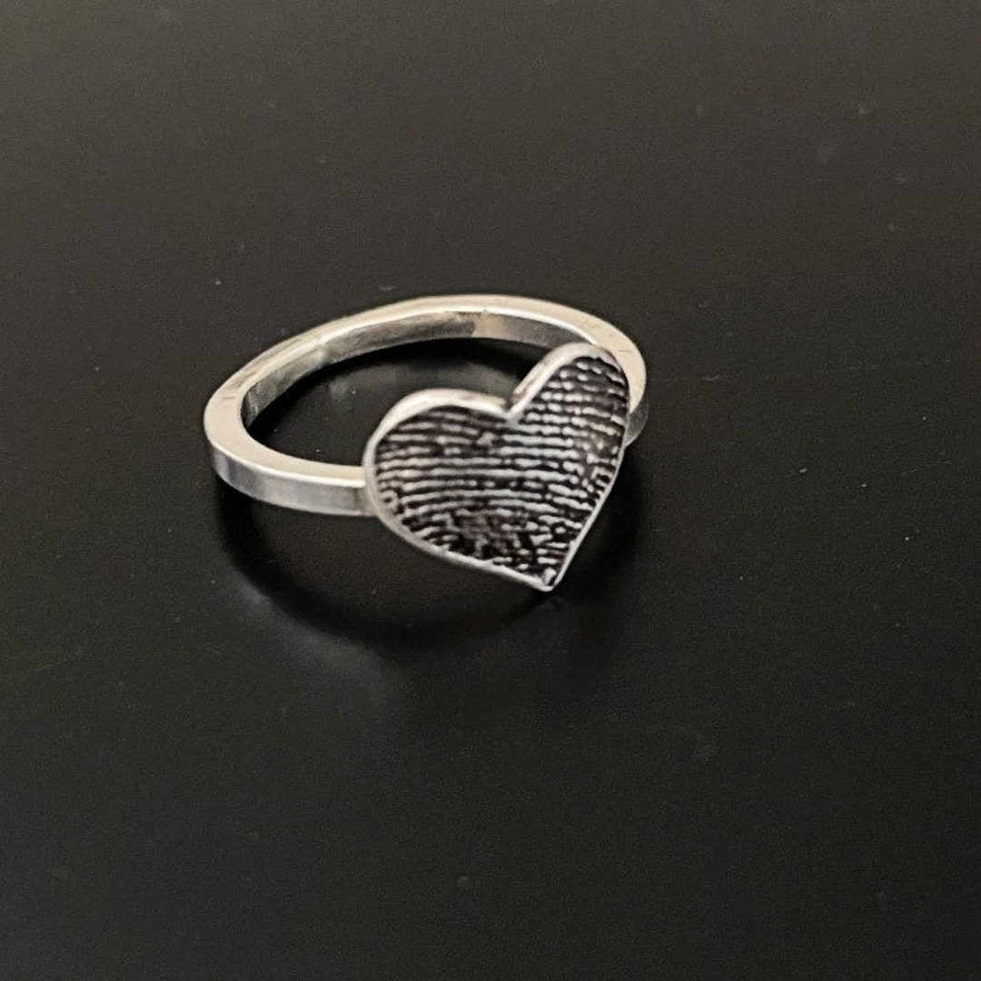 Sterling Silver Fingerprint Heart Ring: Custom Memorial Jewelry ...