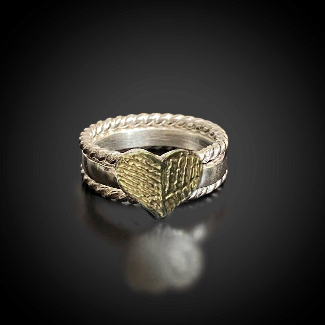 Fingerprint Ring, Memorial Jewelry, Sterling, Stacking Bands, 24k Gold ...