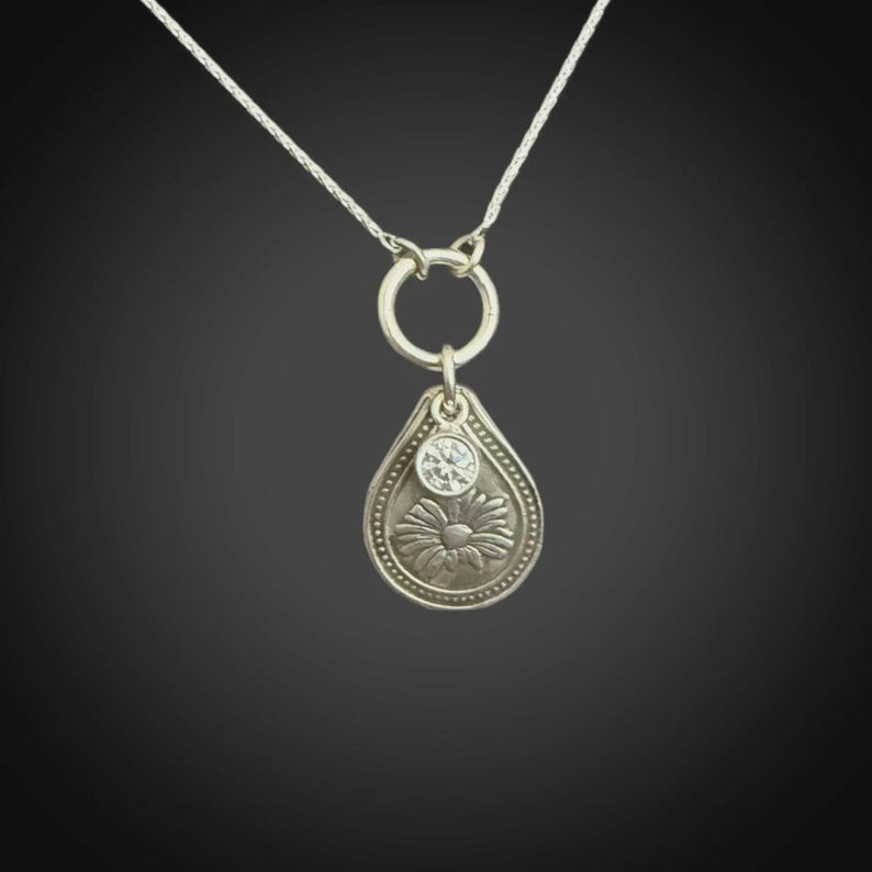 April Birth Flower Necklace – Sterling Teardrop Shape Daisy Charm With ...