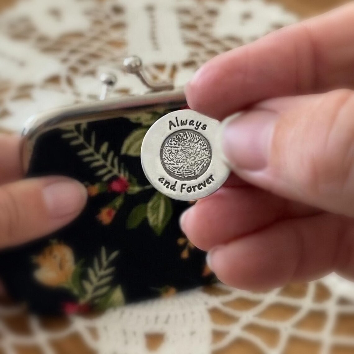Fingerprint Remembrance Coin Sterling Silver Pocket Token | Etsy
