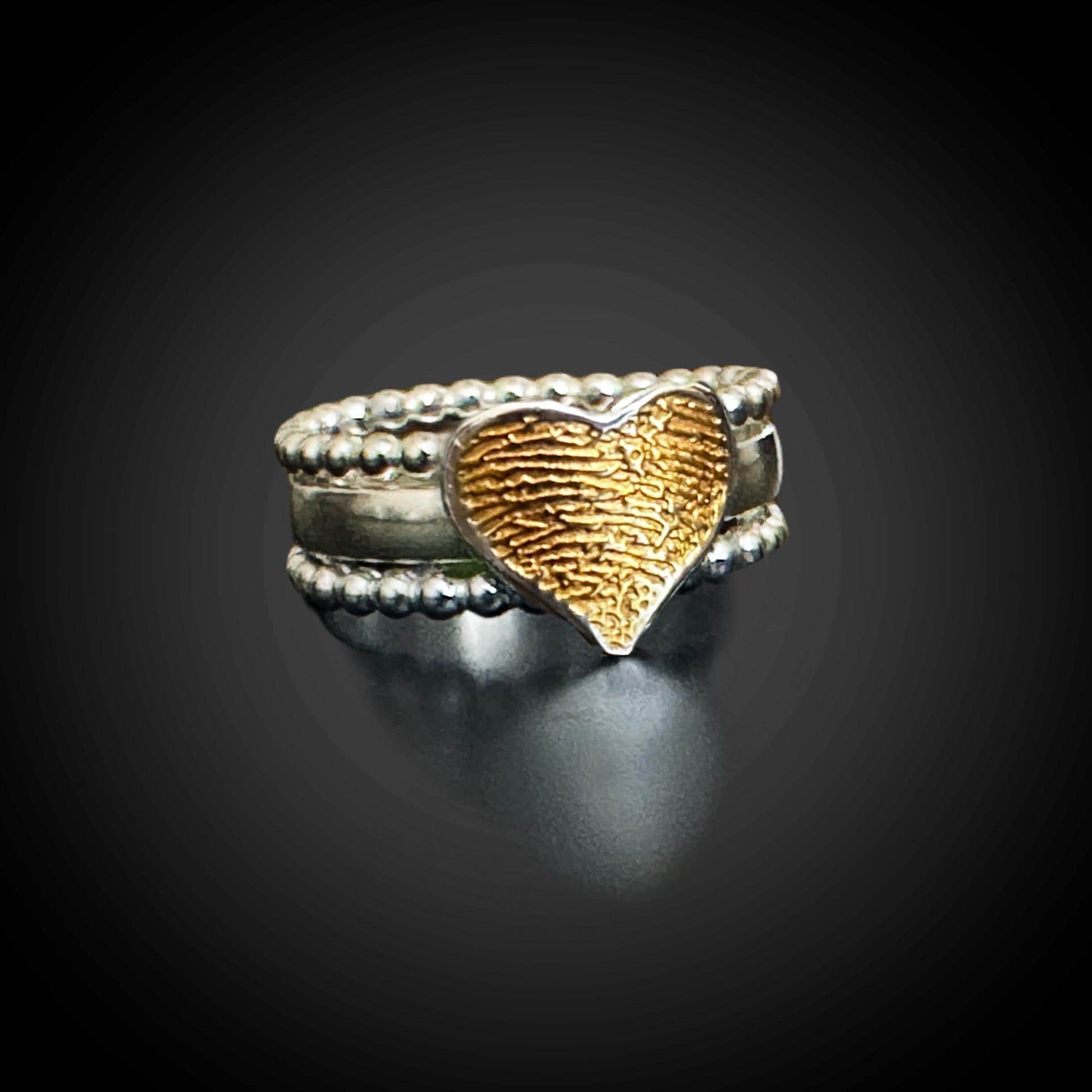 Fingerprint Ring, Memorial Jewelry, Sterling, Stacking Bands, 24k Gold ...