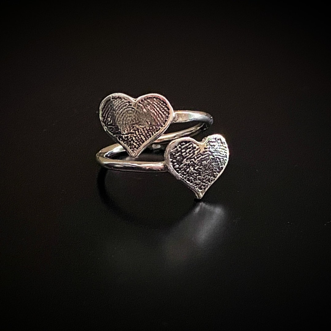Double Fingerprint Wrap Ring | Couples Anniversary | .925 Sterling ...
