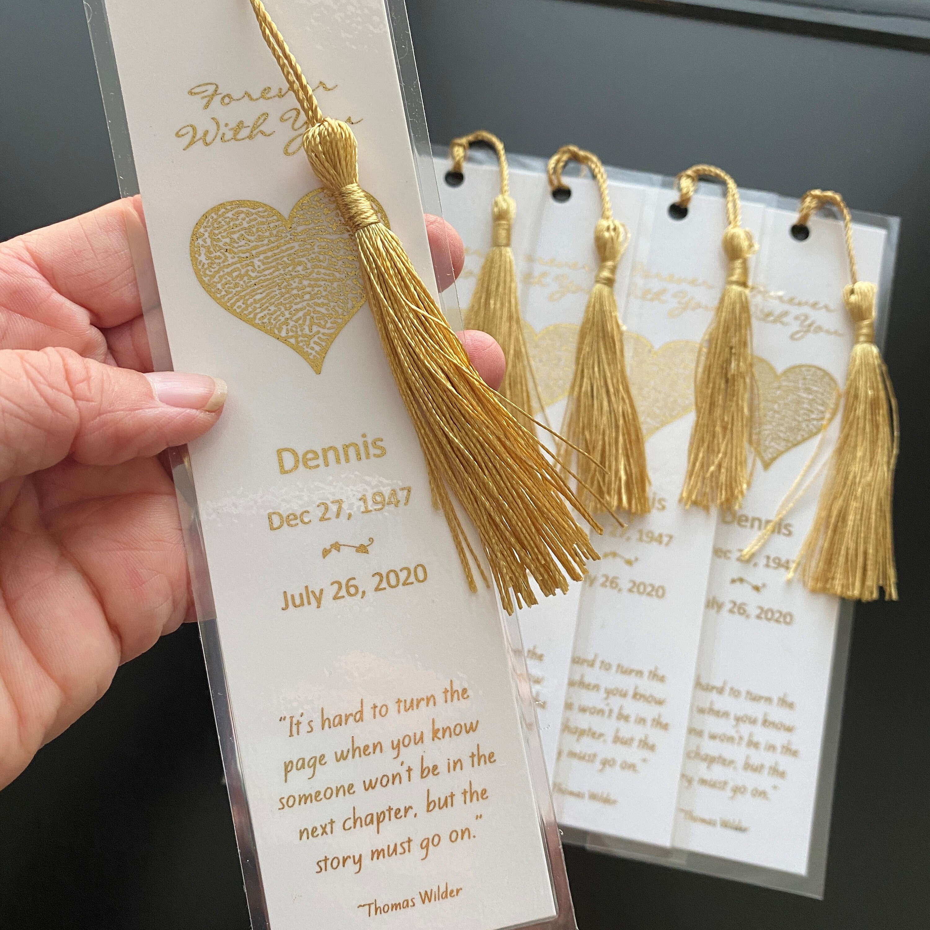 Fingerprint Memorial Bookmark Laminated With Gold Foil Set | Etsy