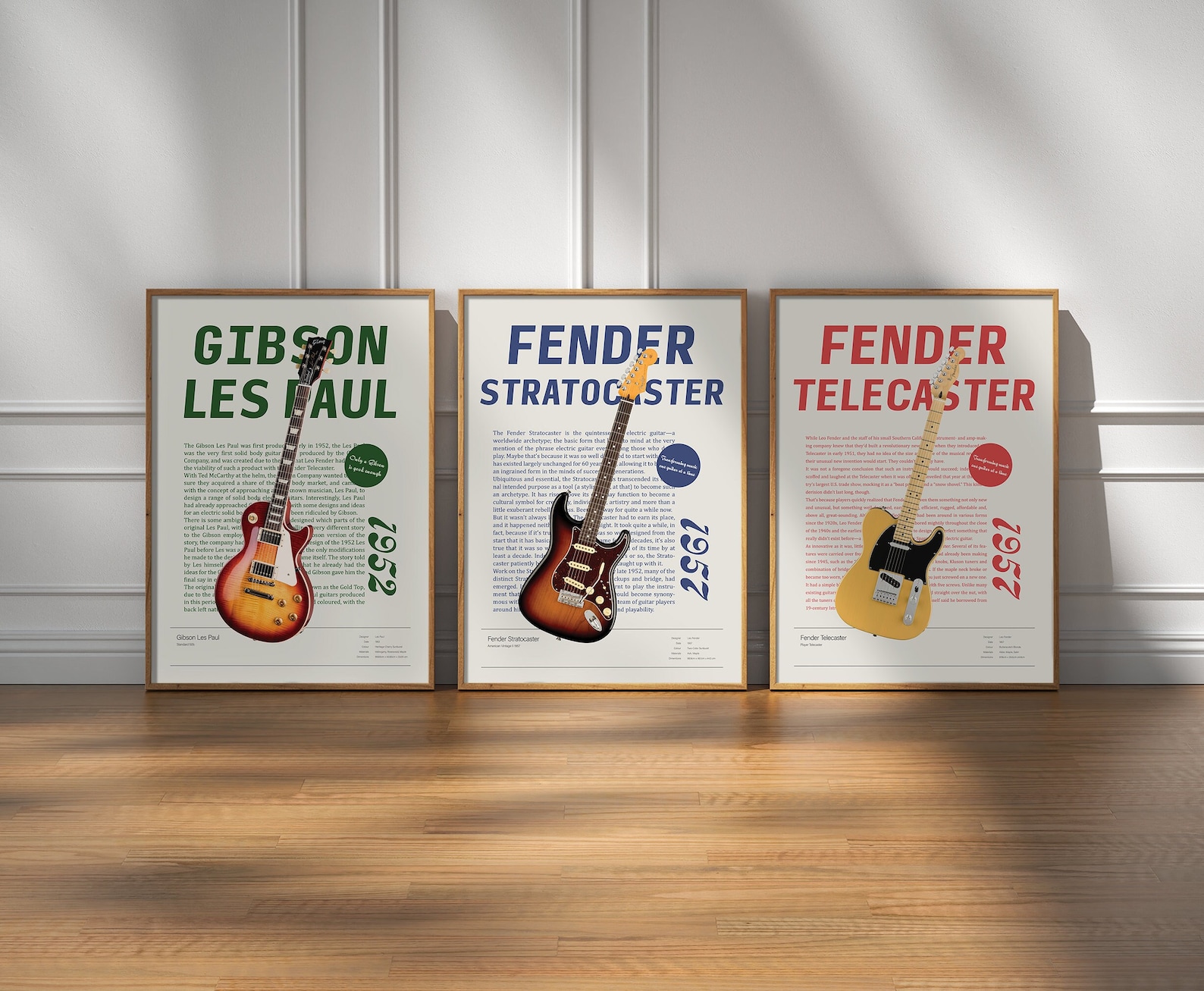 Retro Poster Set, Electric Guitar Posters, Vintage Aesthetic, Set of 3 ...