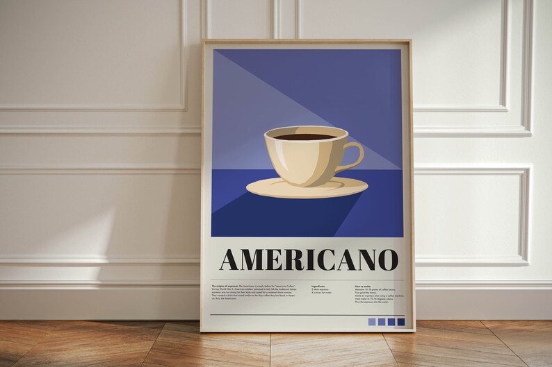 Coffee Poster Set of 3, Espresso Print, Americano Print, Cafe Latte ...