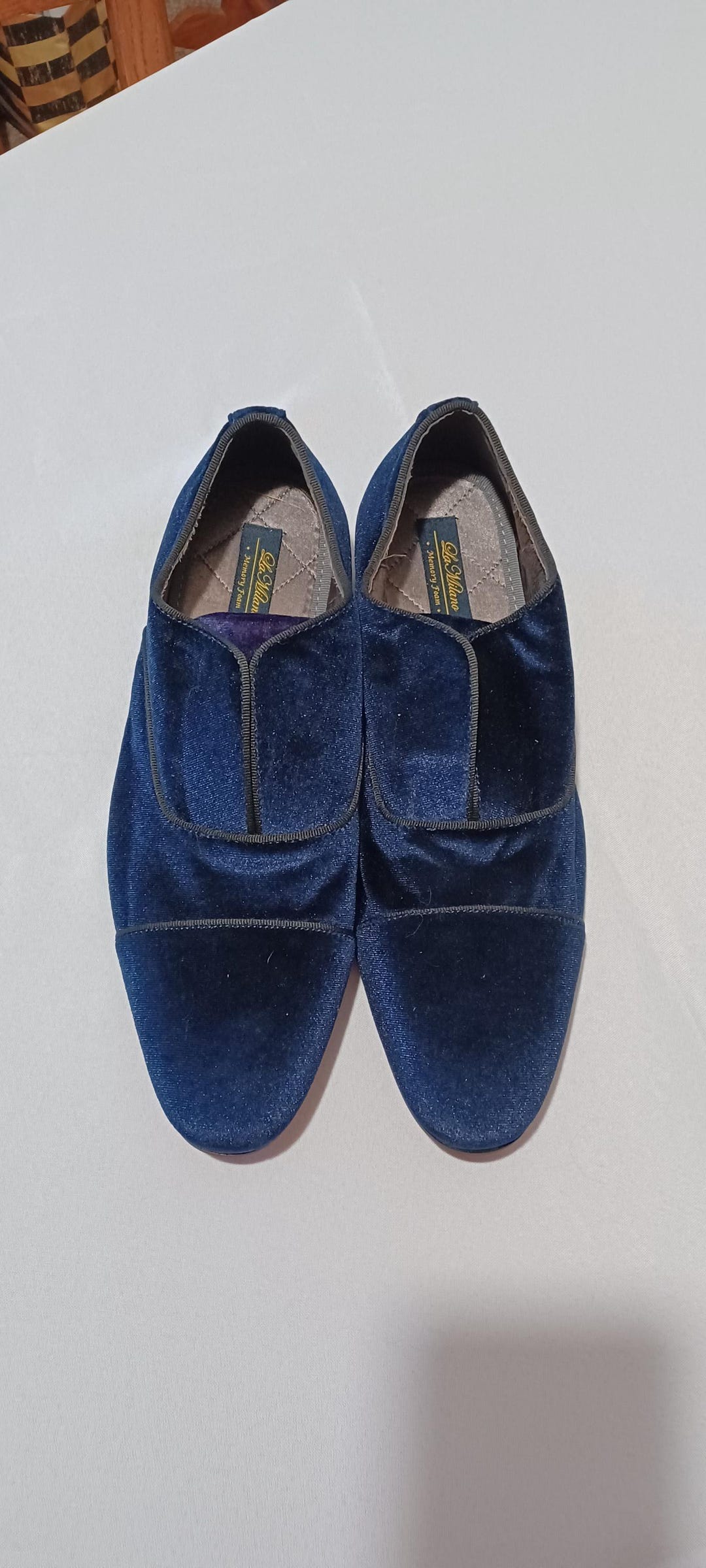 Blue Velour Shoes- La Milano Shoes- Men's Shoes- Memory Foam Inside ...