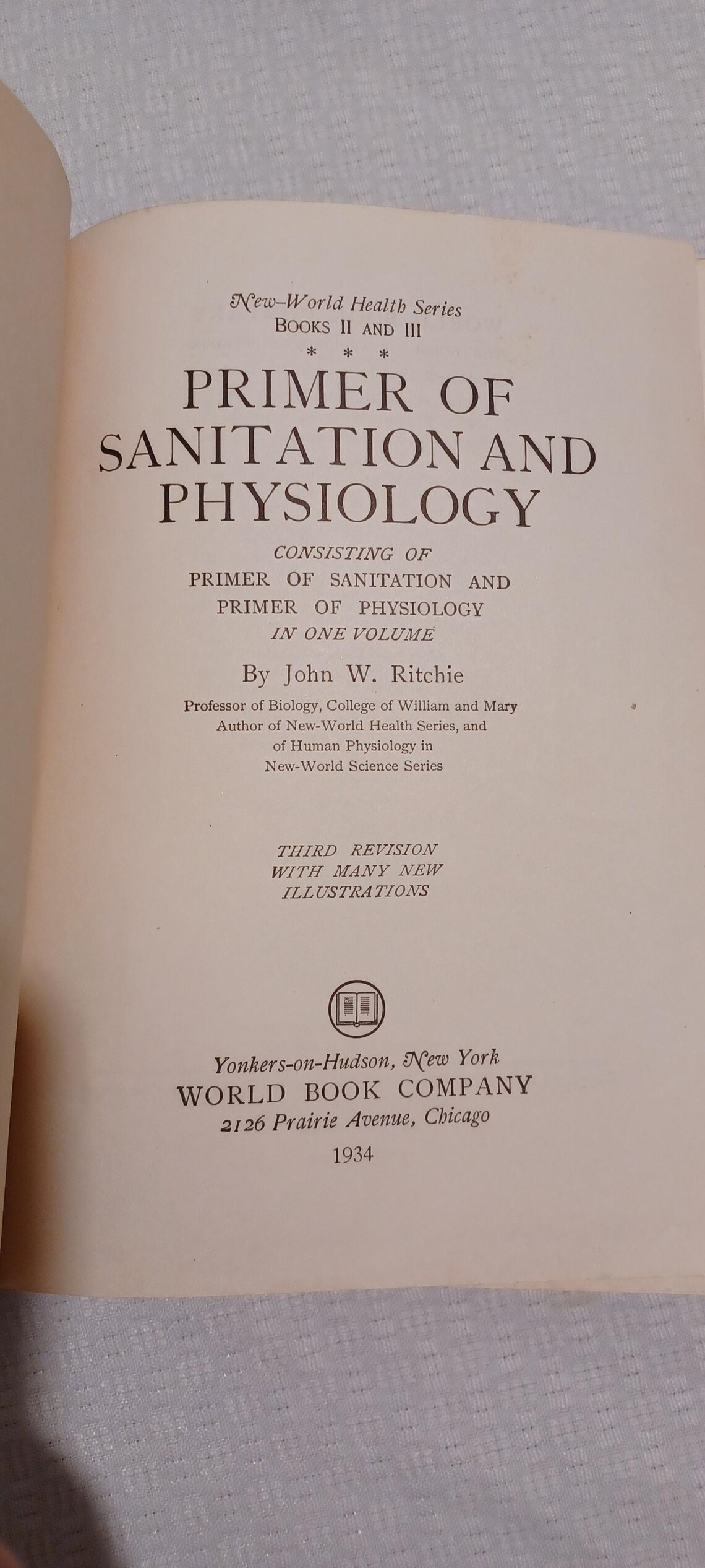 Health Textbook- Primer of Sanitation and Physiology- New World Health ...