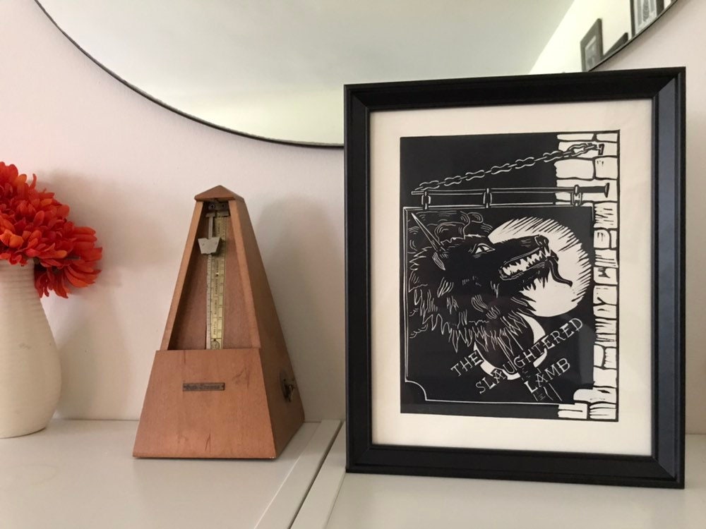 American Werewolf in London Pub Sign Linocut 8x10 | Etsy