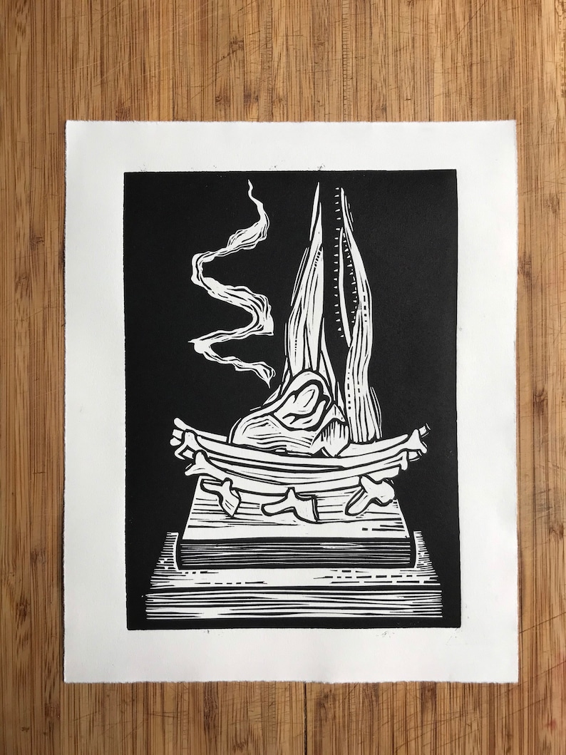 Moby Dick Whale Skull Altar Linocut Print - Etsy Australia