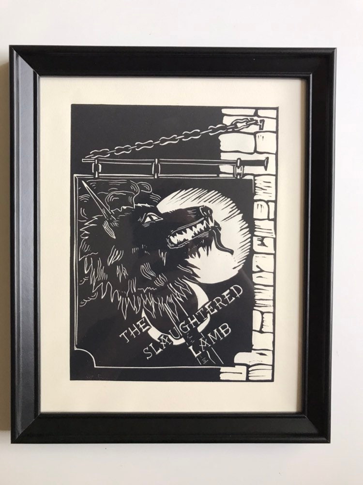American Werewolf in London Pub Sign Linocut 8x10 - Etsy