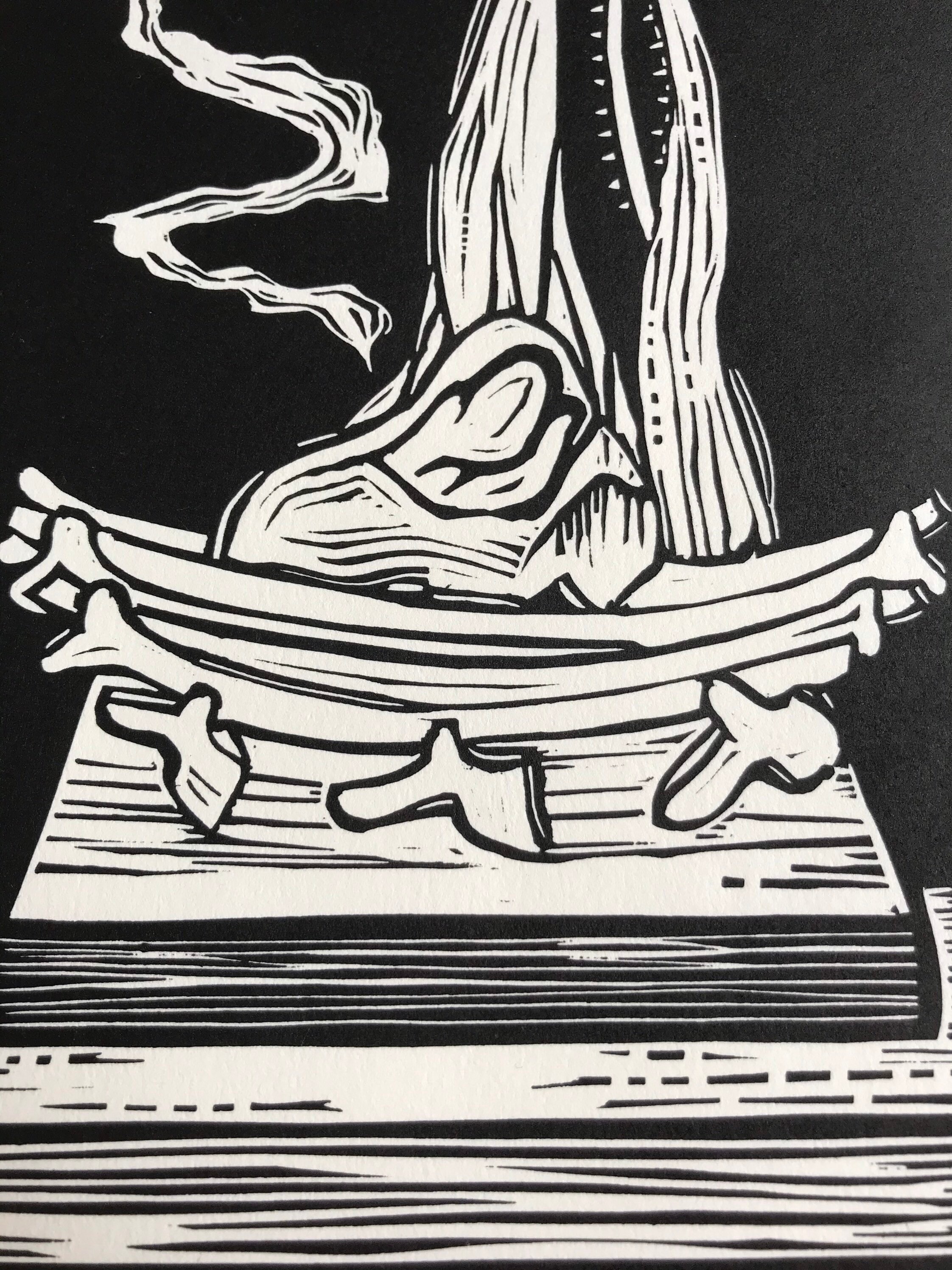 Moby Dick Whale Skull Altar Linocut Print | Etsy