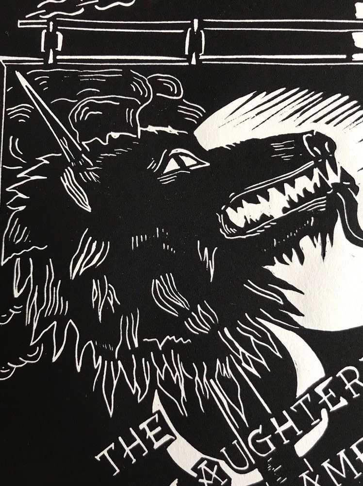 American Werewolf in London Pub Sign Linocut 8x10 | Etsy
