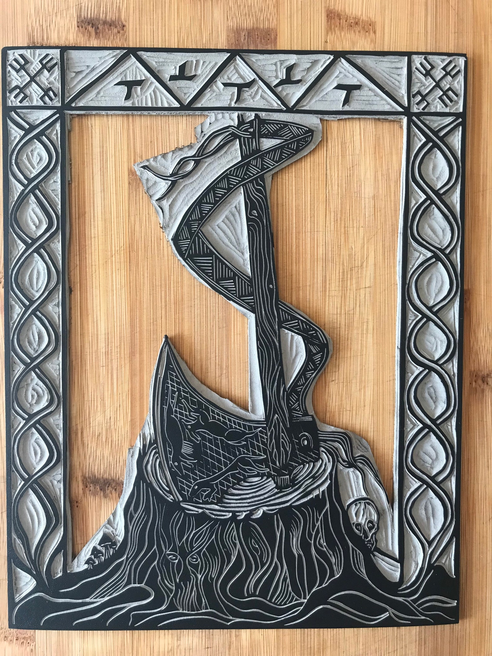 The Green Knight 10x12 Linocut Print - Etsy