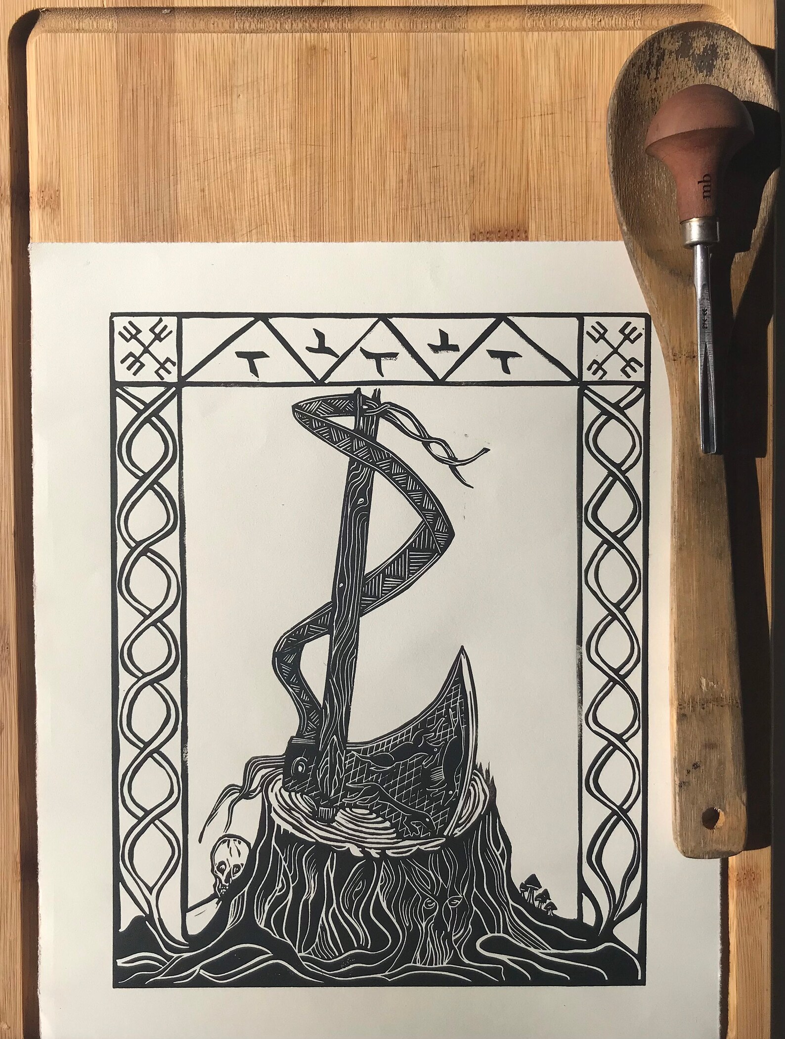 The Green Knight 10x12 Linocut Print - Etsy