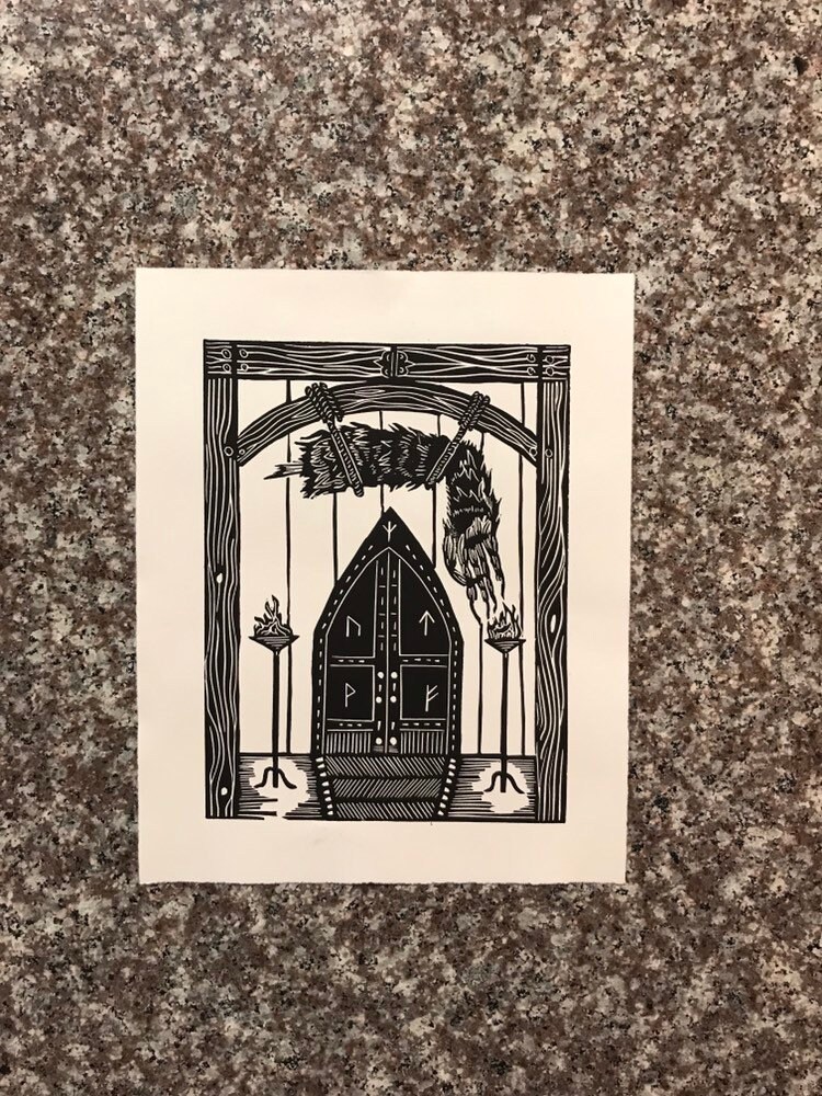 Beowulf: Grendel's Arm Hangs in Heorot. 8x10 Linocut. - Etsy