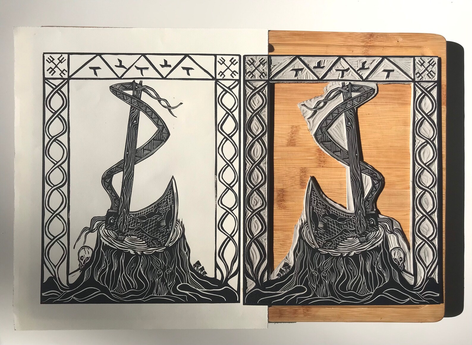 The Green Knight 10x12 Linocut Print - Etsy
