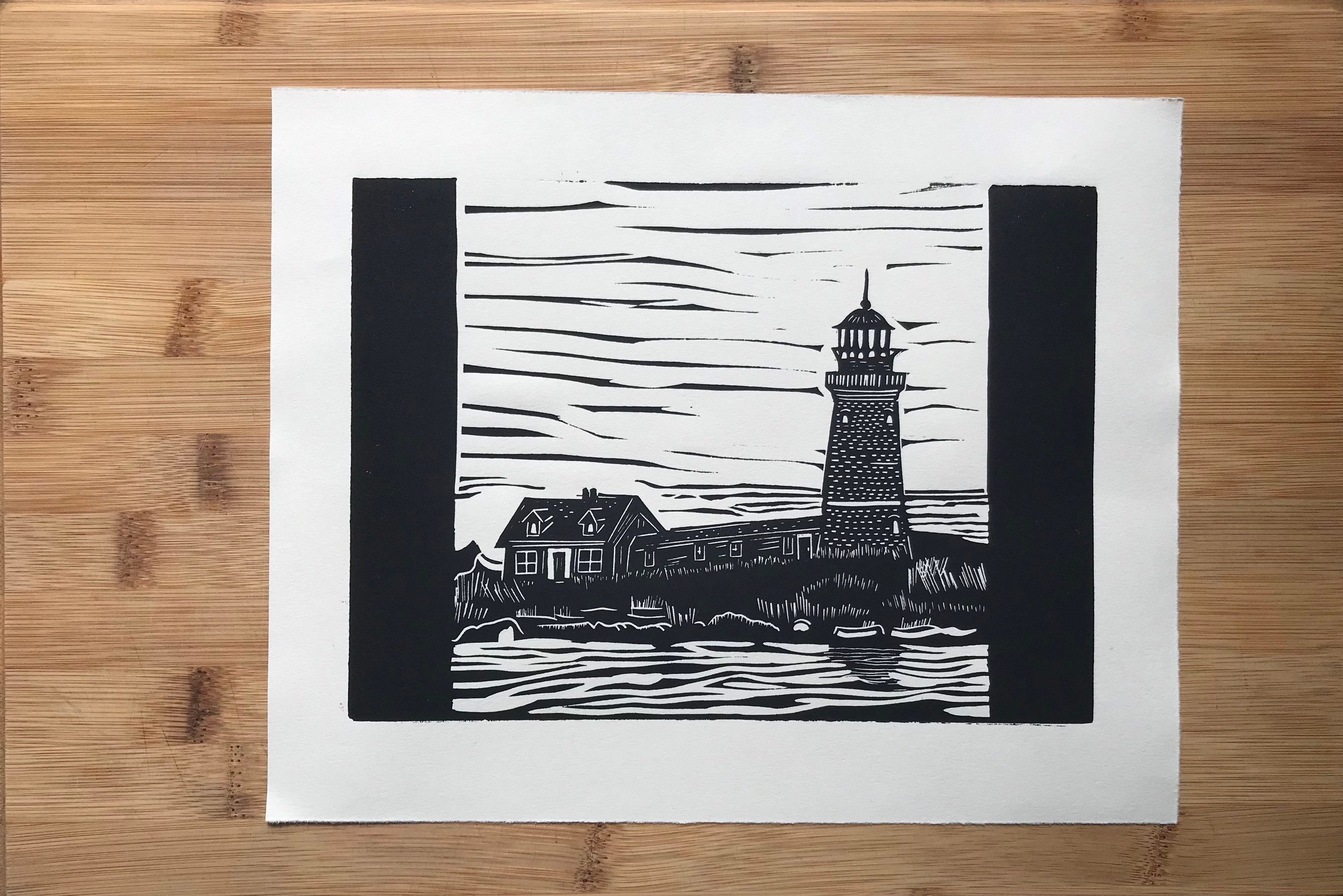 The Lighthouse 8 x 10 Impression Linocut - Etsy France